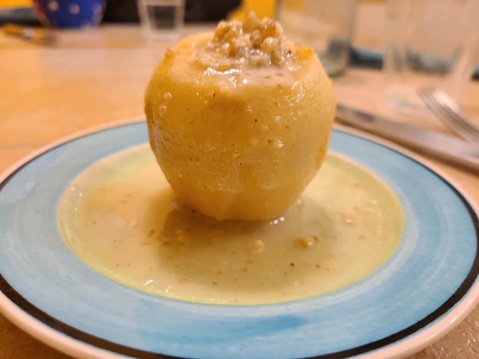 Chicken Bosnian Style, Kljukusa (Potato kuggle), Tufahije (Poached ...